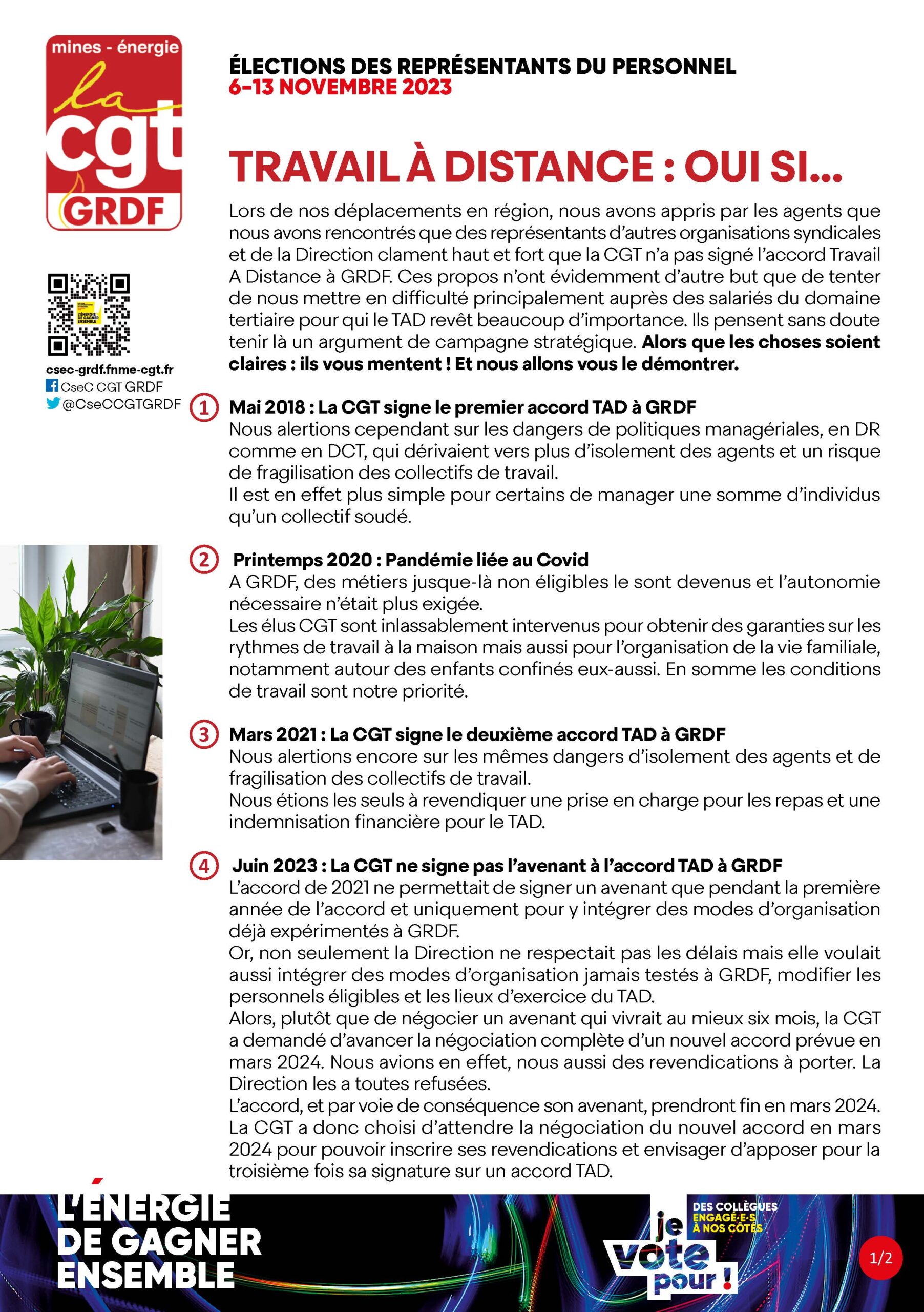 Travail à distance: oui si... - CSEC GRDF - FNMECSEC GRDF – FNME